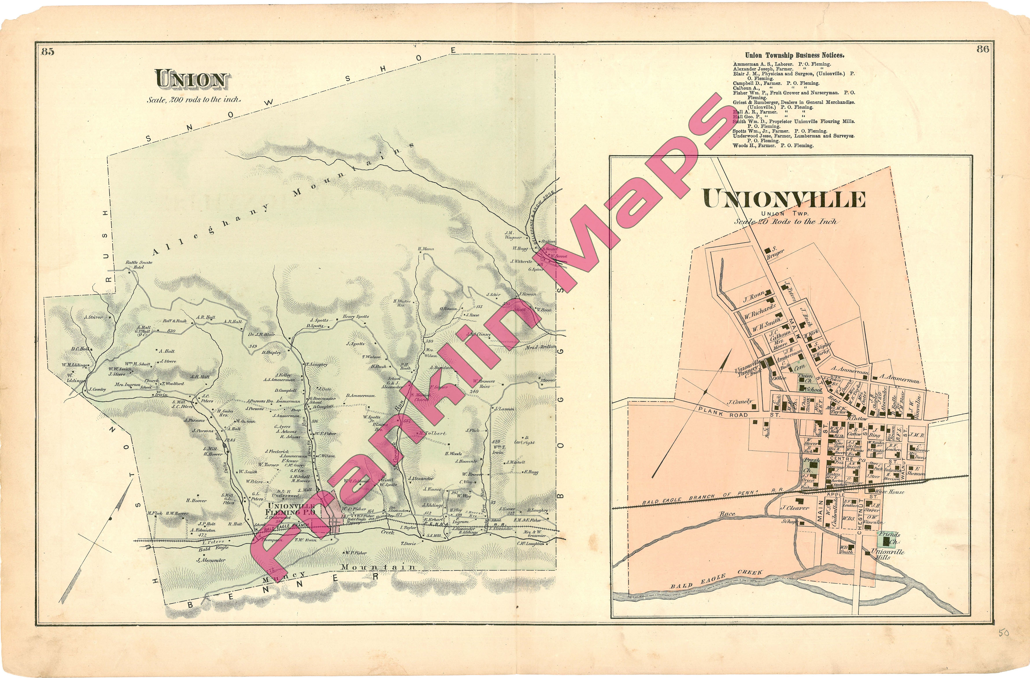 Andy's Antique Maps -1874 Centre